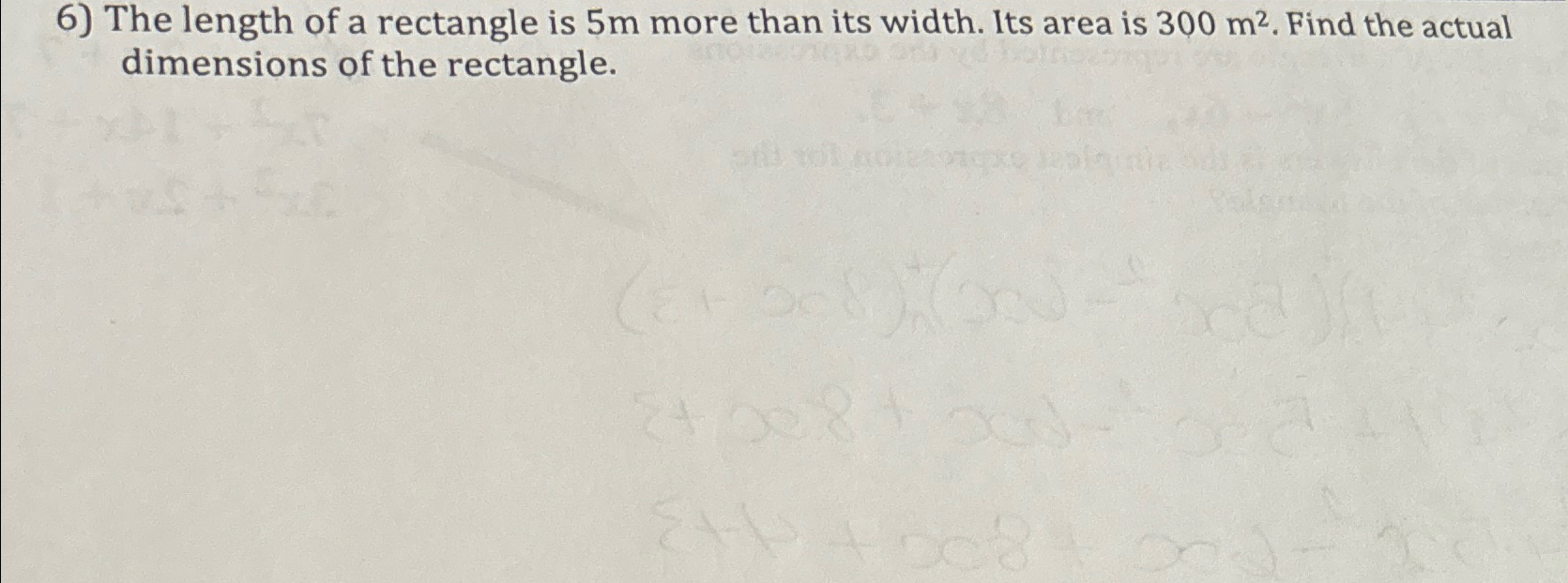 Solved The length of a rectangle is 5m ﻿more than its width. | Chegg.com