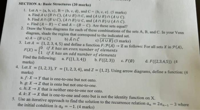 Solved SECTION A: Basic Structures (20 marks) 1. Let | Chegg.com