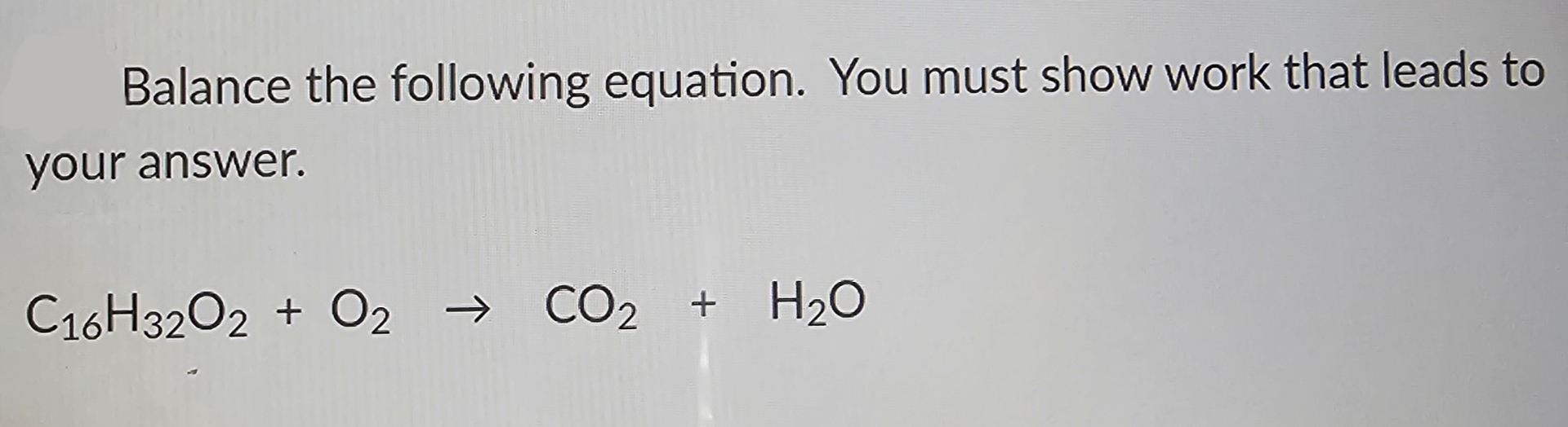 Solved Balance the following equation. You must show work | Chegg.com
