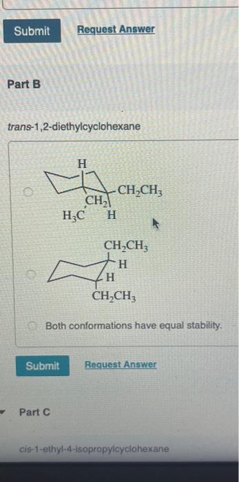 Solved Submit Part B trans-1,2-diethylcyclohexane Request | Chegg.com