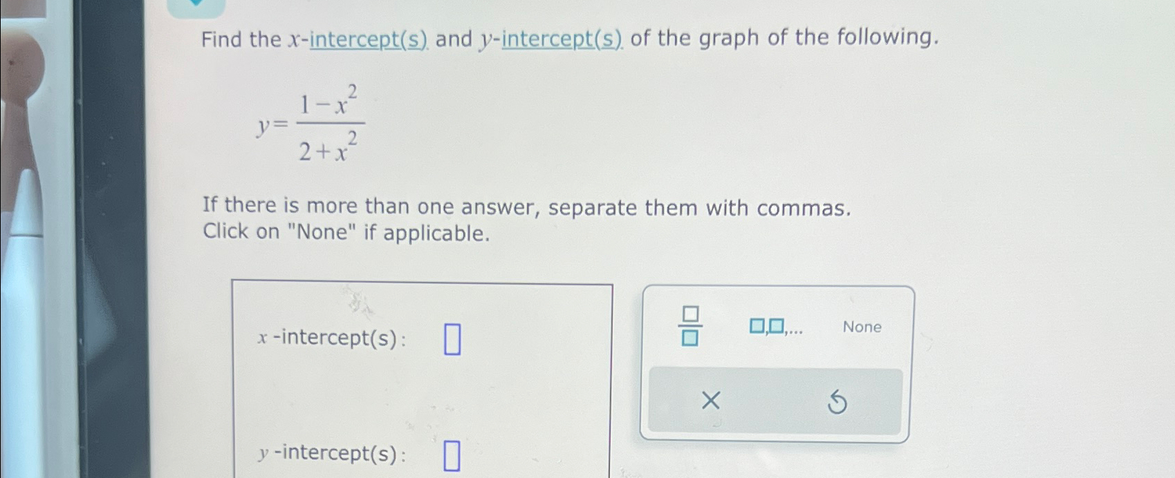 Solved Find the x-intercept(s) ﻿and y-intercept(s) ﻿of the | Chegg.com