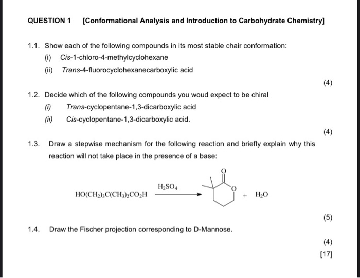 Solved QUESTION 1 [Conformational Analysis and Introduction | Chegg.com