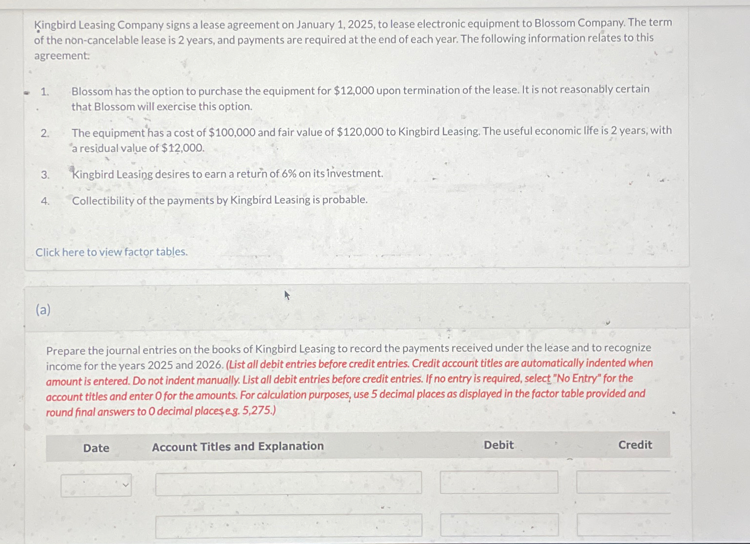 Solved Kingbird Leasing Company signs a lease agreement on | Chegg.com