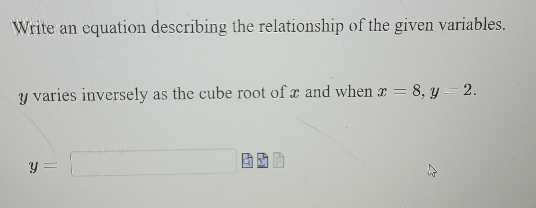 Solved Write an equation describing the relationship of the | Chegg.com