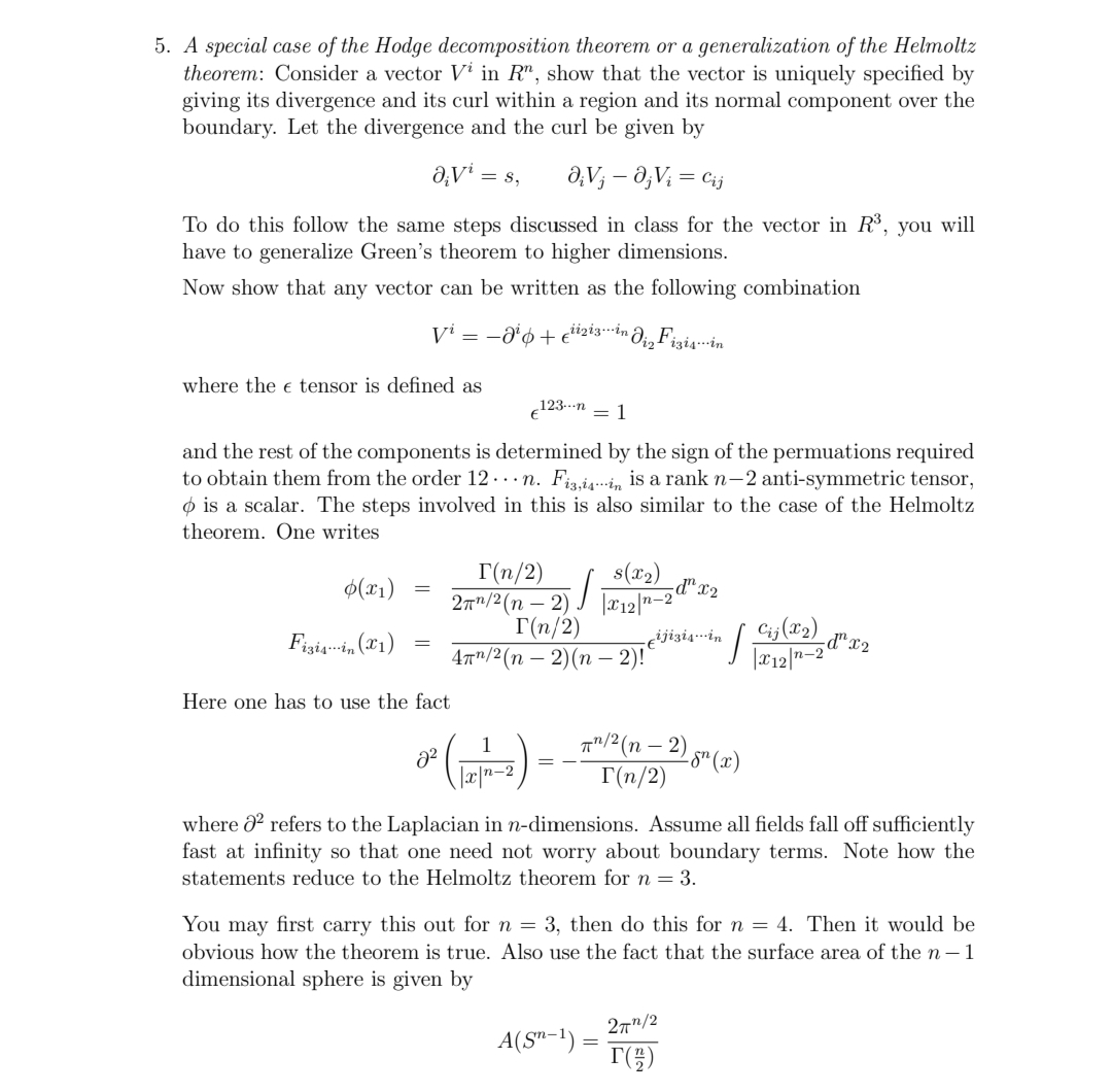 Solved A special case of the Hodge decomposition theorem or | Chegg.com