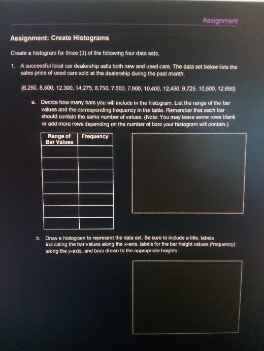 Solved Assignment Assignment Create Histograms Create A Chegg