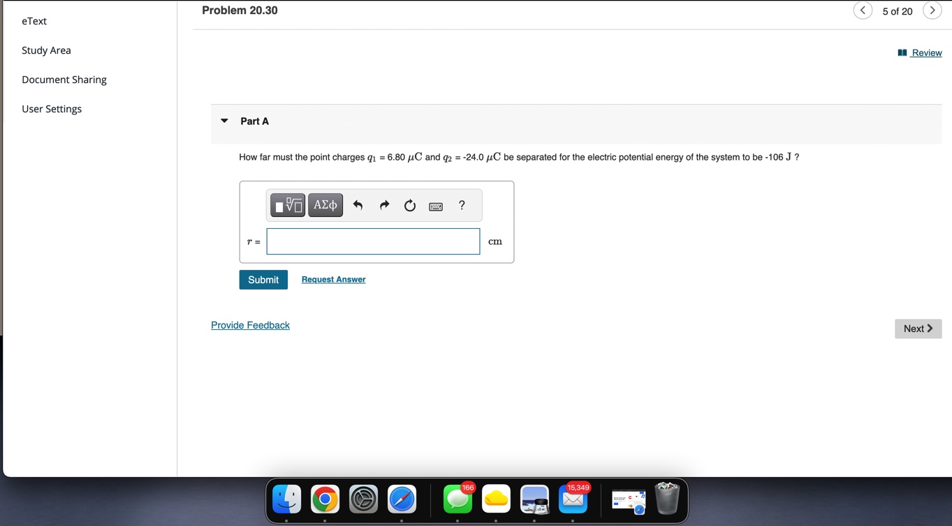 Solved Problem 20.305 ﻿of 20eTextStudy AreaDocument | Chegg.com