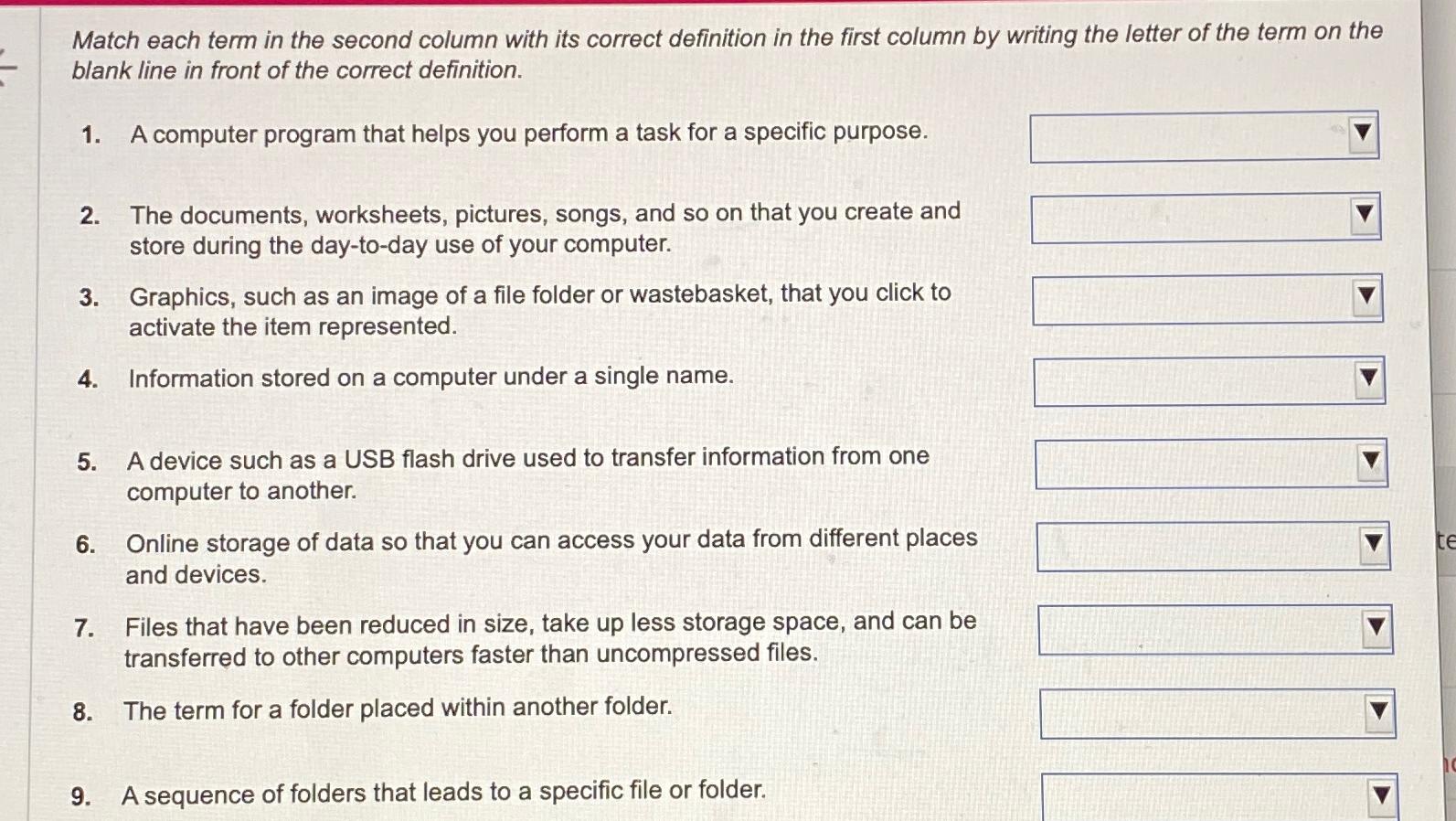 Solved Match each term in the second column with its correct | Chegg.com