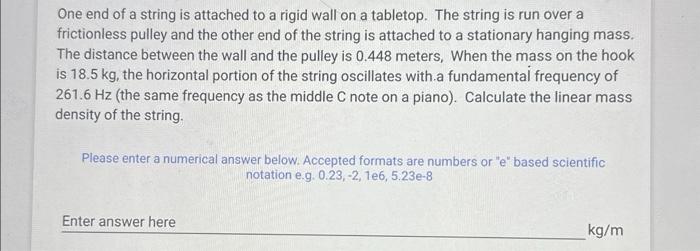 Solved One end of a string is attached to a rigid wall on a | Chegg.com