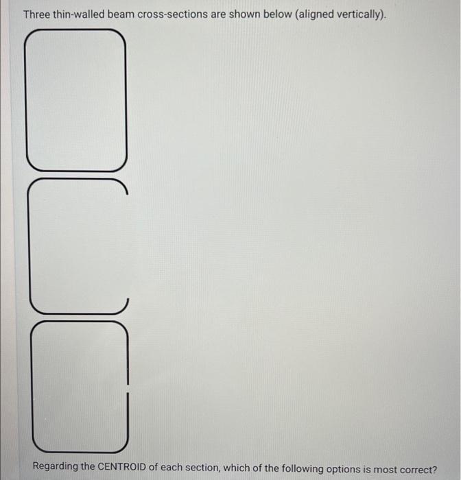 Solved Three thin-walled beam cross-sections are shown below | Chegg.com