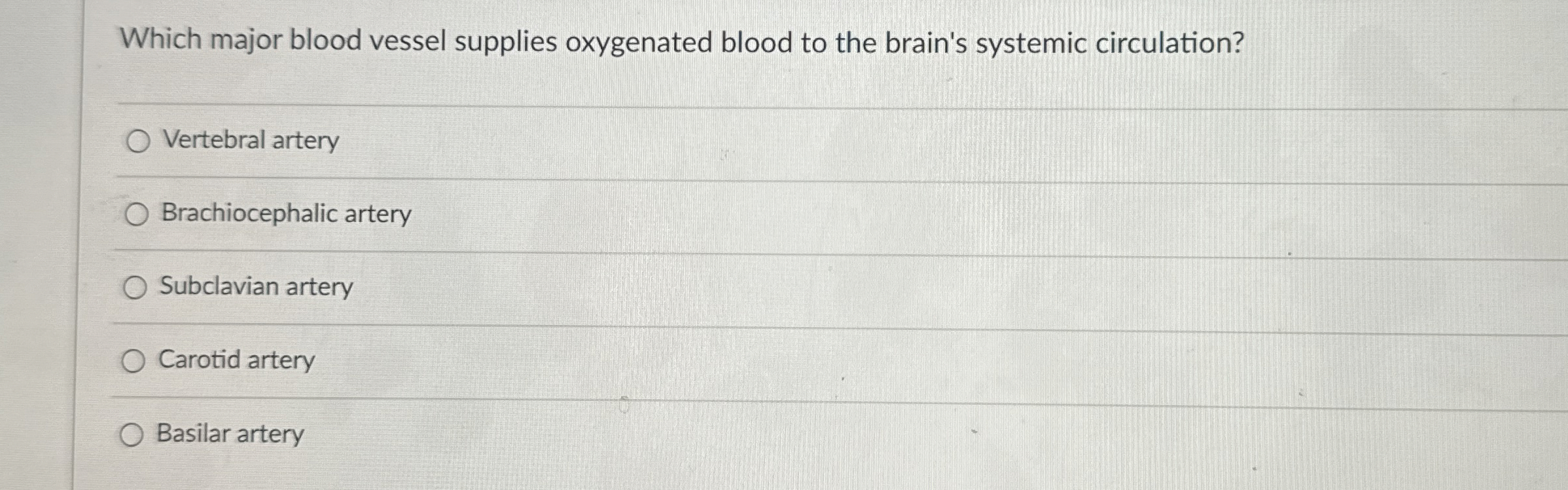 Solved Which major blood vessel supplies oxygenated blood to | Chegg.com
