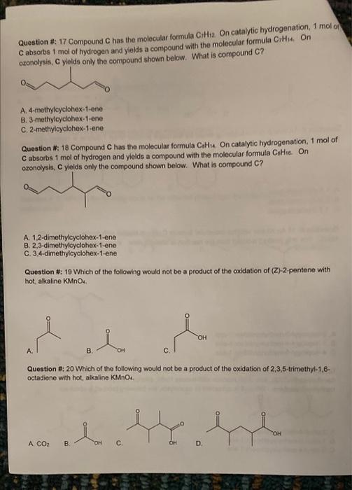 Solved Question \#\#: 17 Compound C has the molecular | Chegg.com