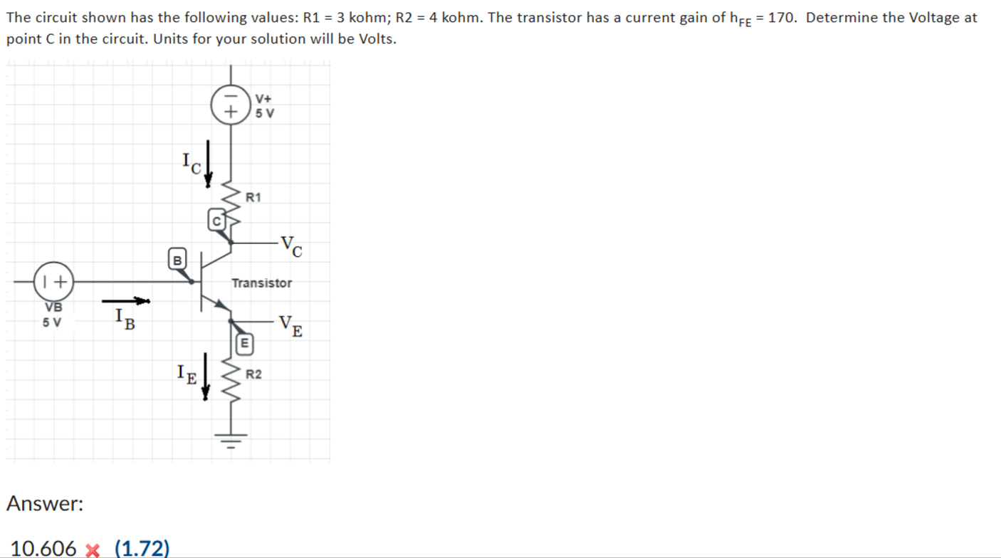 Solved The circuit shown has the following values: | Chegg.com