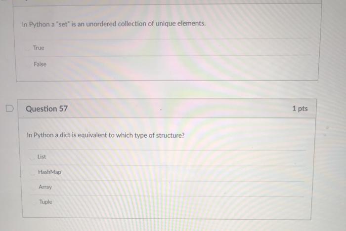Solved In Python A Set Is An Unordered Collection Of