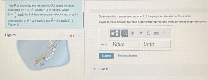 Solved Peg P is driven by the forked link OA along the path | Chegg.com