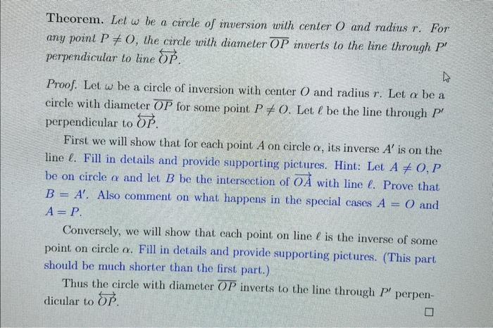 Solved Please follow the outline to proof the theorem. | Chegg.com