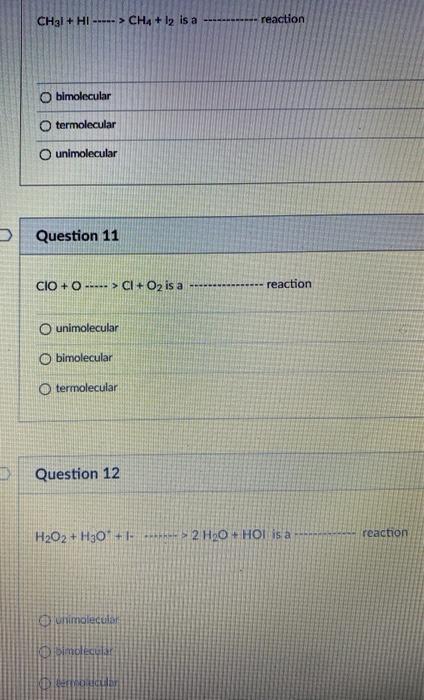 Solved CH3l + HI-----> CHA + 12 is a reaction Obimolecular | Chegg.com