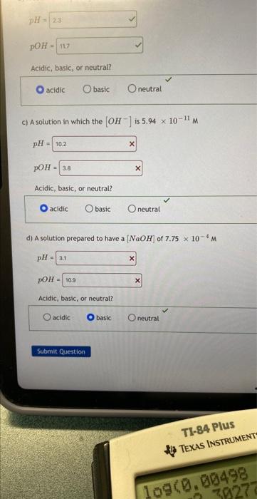 Solved Acidic, basic, or neutral? acidic neutral c) A | Chegg.com