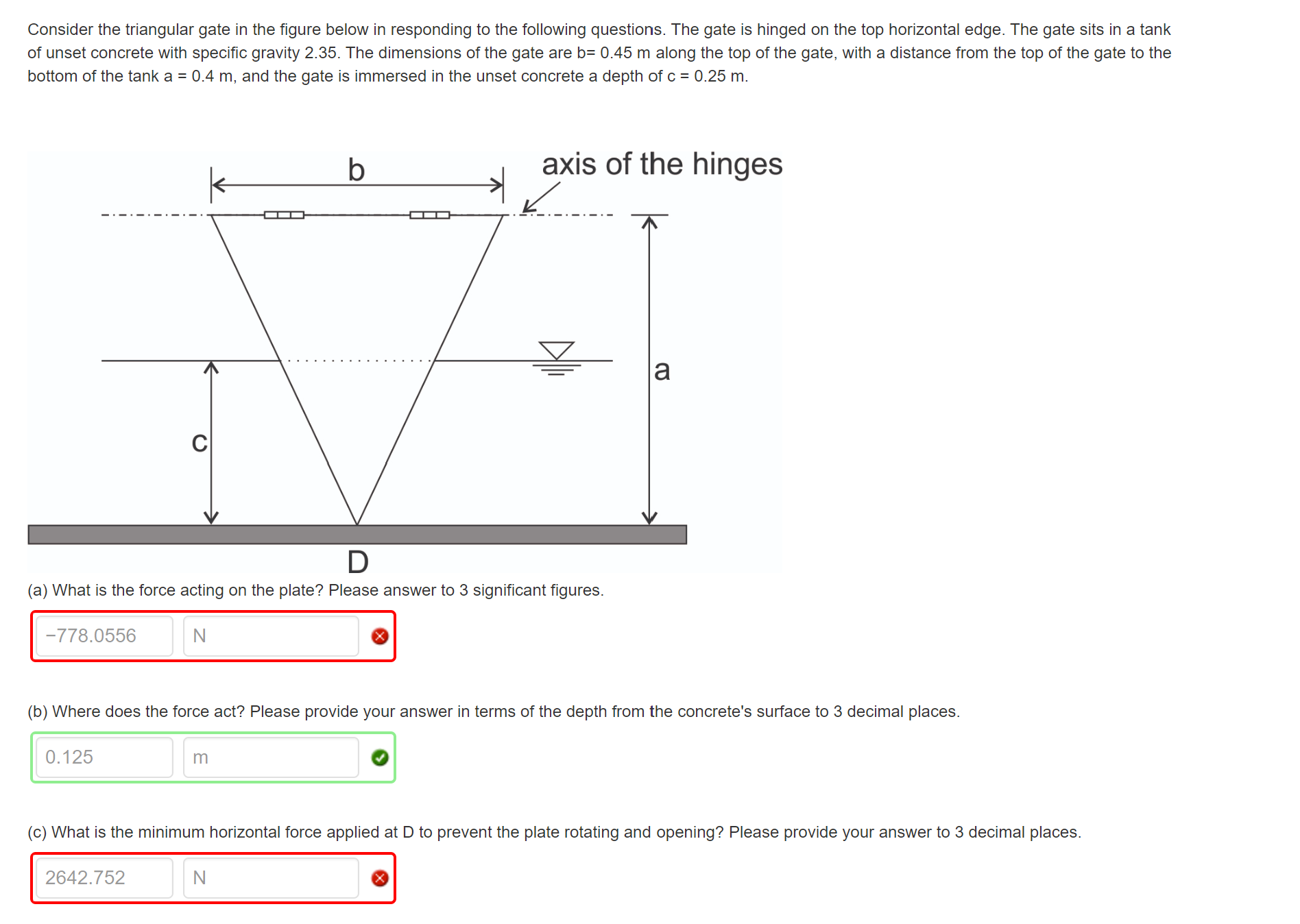 Solved Consider the triangular gate in the figure below in | Chegg.com