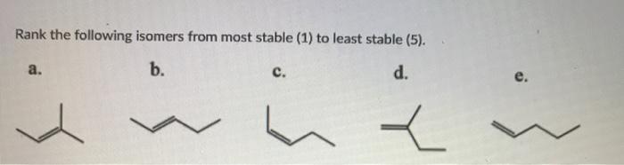 Solved Rank the following isomers from most stable (1) to | Chegg.com