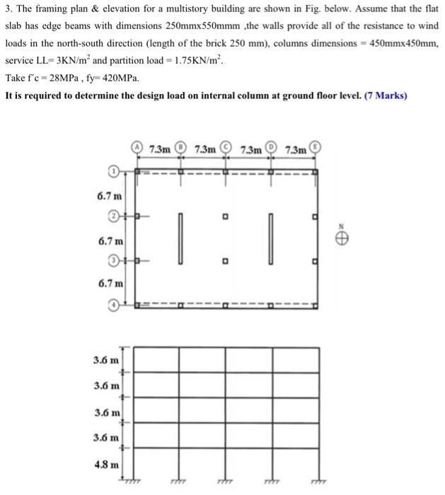 Solved 3. The framing plan & elevation for a multistory | Chegg.com