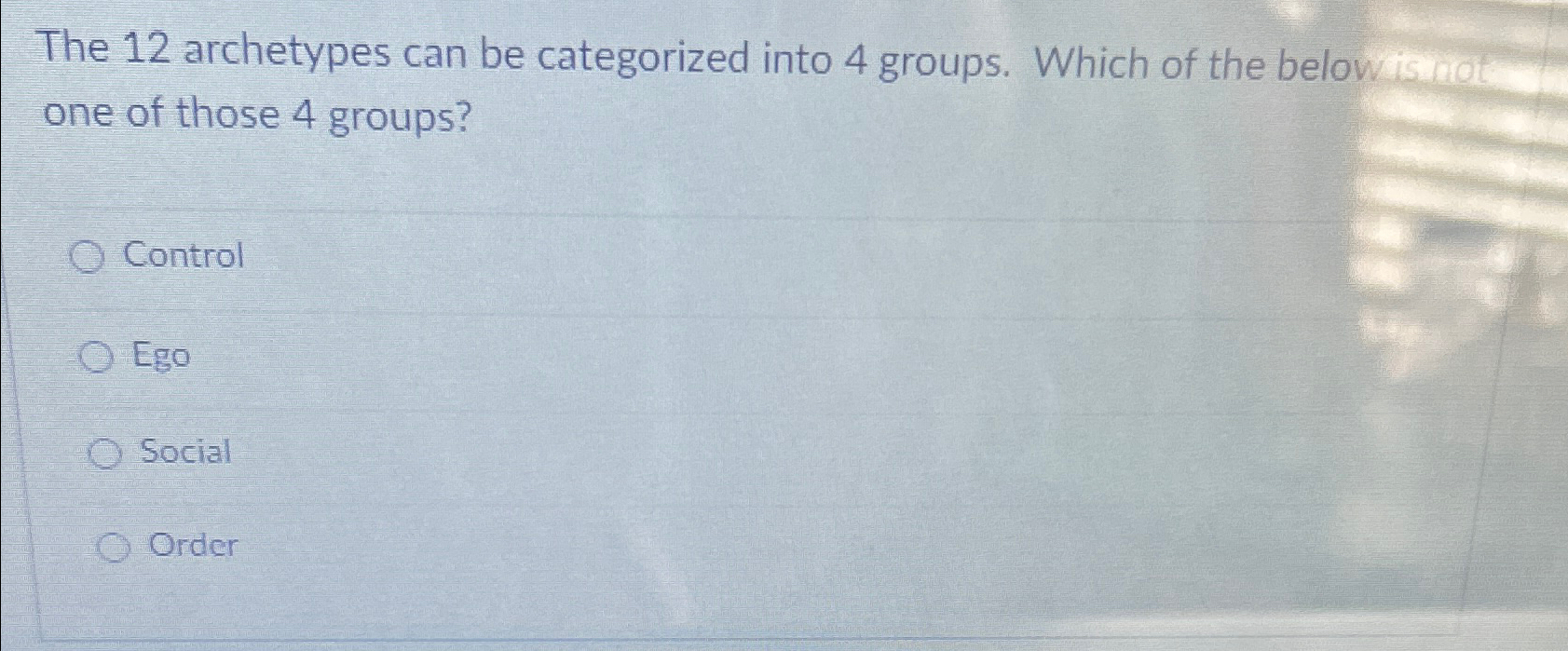 Solved The 12 ﻿archetypes can be categorized into 4 ﻿groups. | Chegg.com