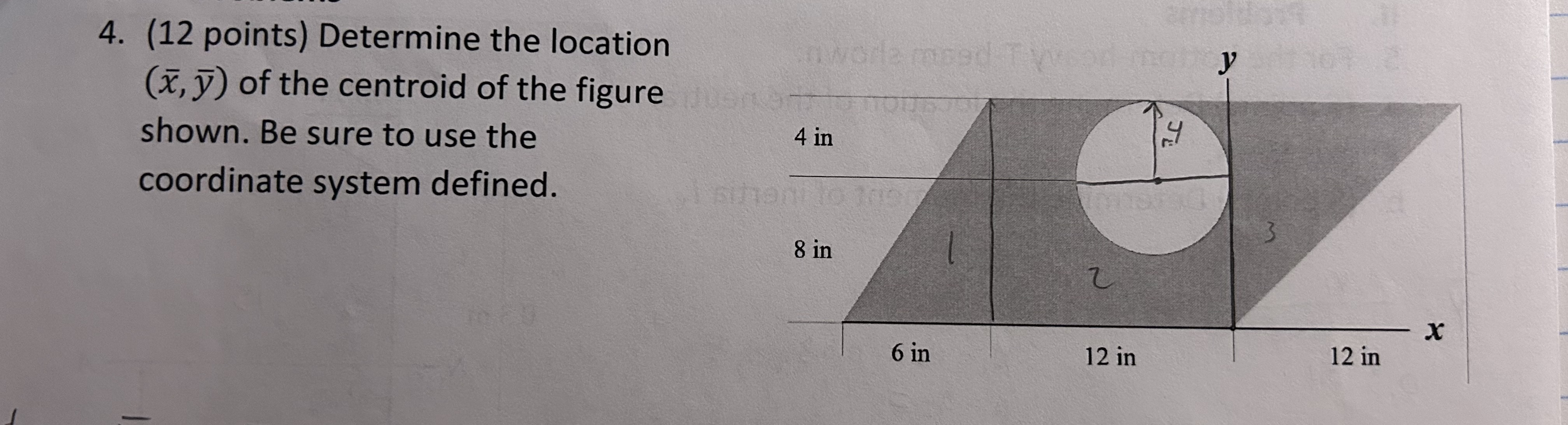 Solved (12 ﻿points) ﻿Determine the location (x‾,bar (y)) ﻿of | Chegg.com