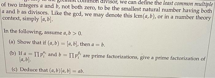 Solved of two integers a and b, not both zero, to be the | Chegg.com