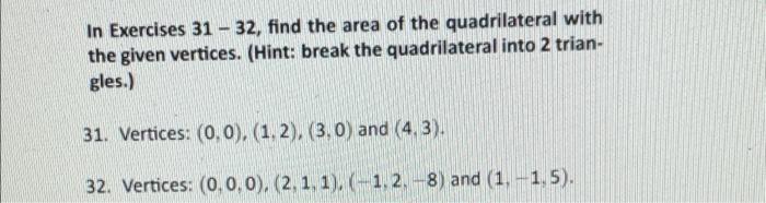 Solved In Exercises 31 - 32, find the area of the | Chegg.com