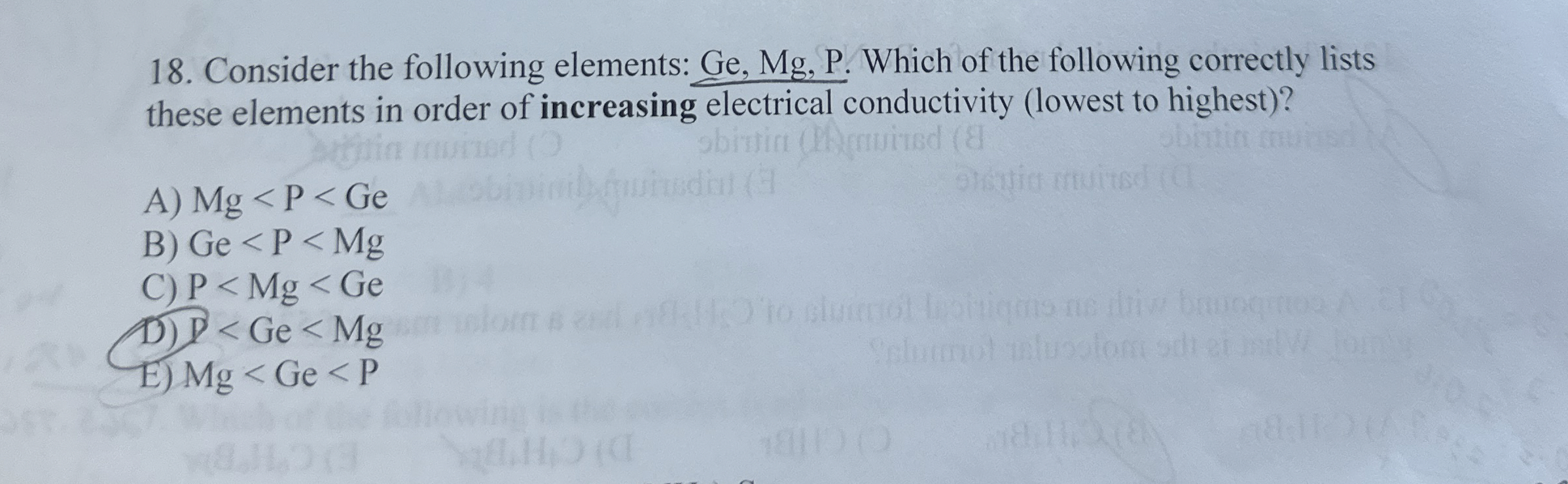 Solved Consider the following elements: Ge,Mg,P. ﻿Which of | Chegg.com