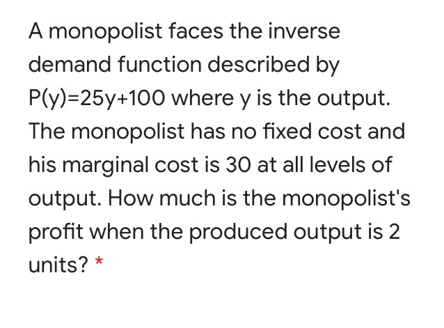 Solved A monopolist faces the inverse demand function | Chegg.com