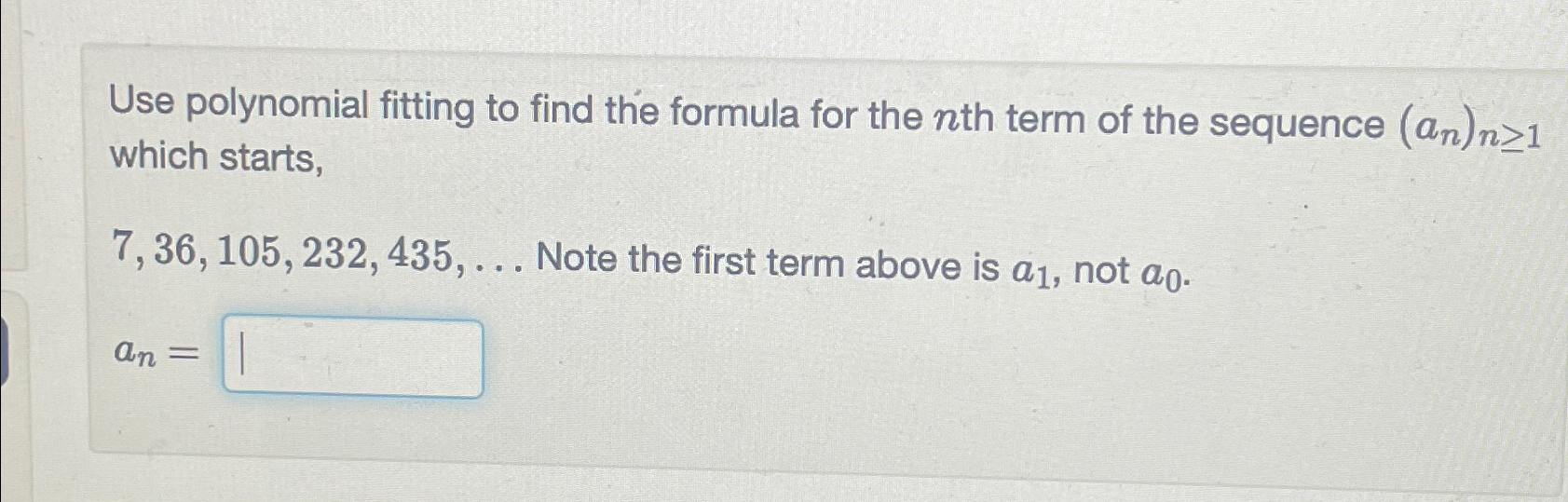 Solved Use polynomial fitting to find the formula for the | Chegg.com