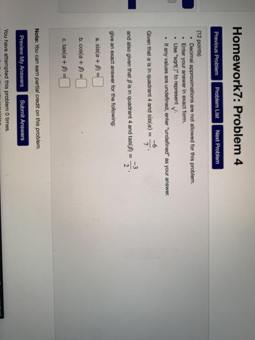 Solved Homework7: Problem 4 Previous Problem Problem List | Chegg.com Solved Homework7: Problem 4 Previous Problem Problem List | Chegg.com