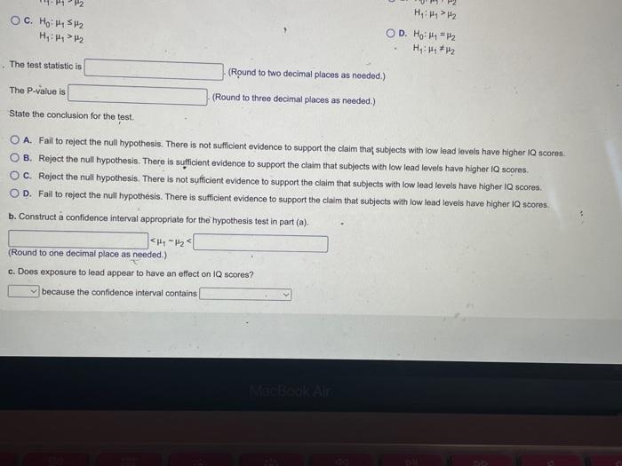 Solved The IG scores lor a random sample of subjects with | Chegg.com