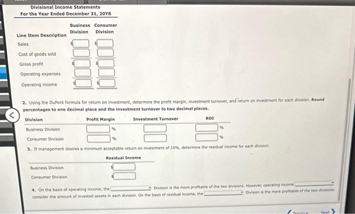 Solved Divisional performance analysis and evaluation The | Chegg.com