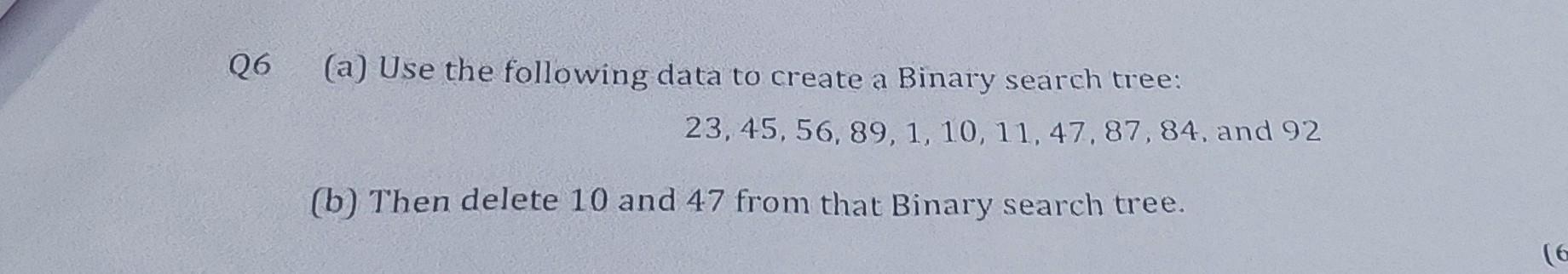 Solved (a) Use the following data to create a Binary search | Chegg.com