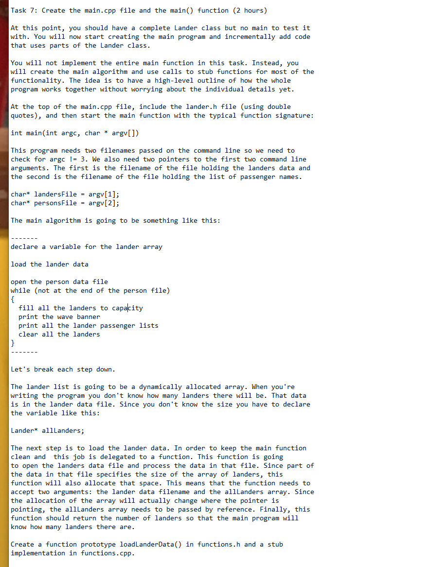 Solved 3 ﻿more info: Task 7: Create the main.cpp file and | Chegg.com