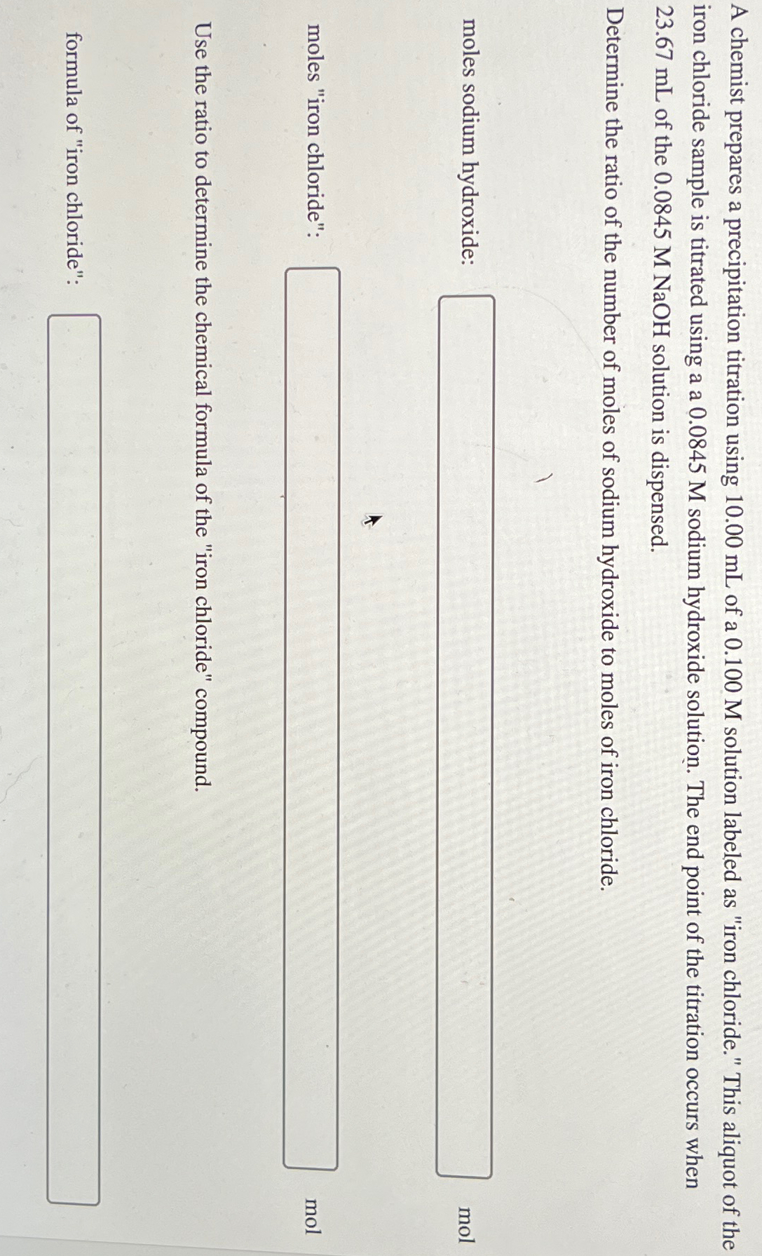 Solved A chemist prepares a precipitation titration using | Chegg.com