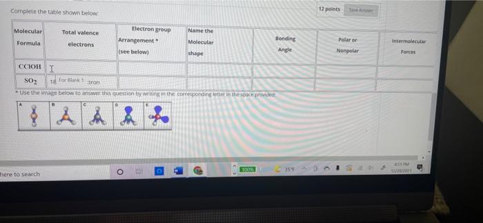 Solved Complete the table shown below 12 points Molecular | Chegg.com
