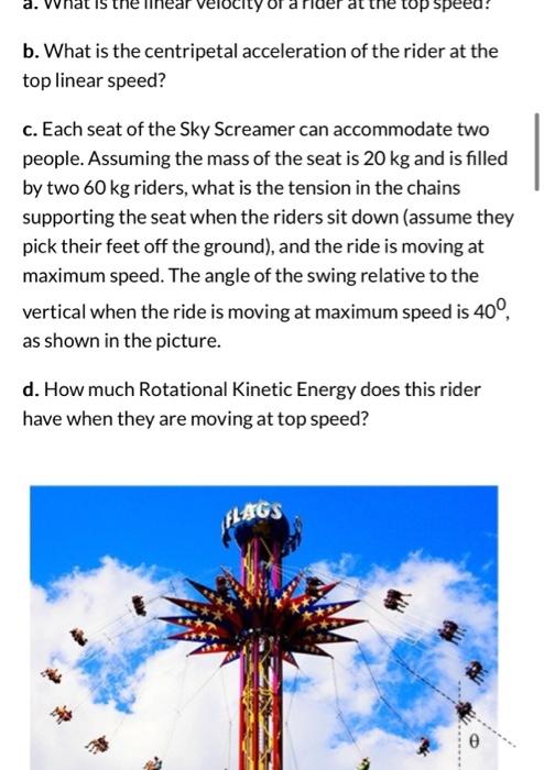 Solved SkyScreamer is an amusement ride located at several | Chegg.com