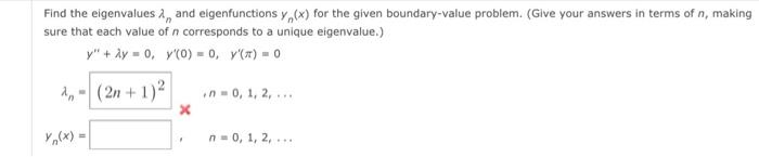 Solved Find The Eigenvalues λn And Eigenfunctions Yn X For
