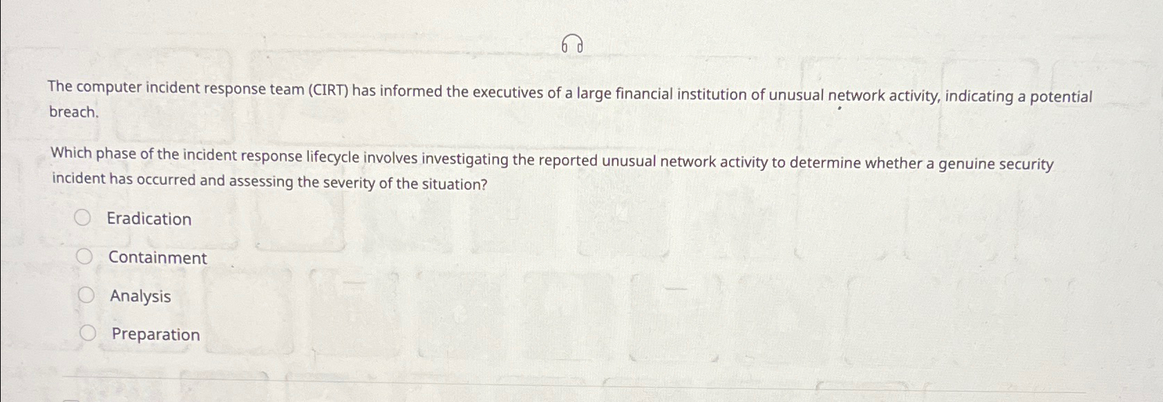Solved The computer incident response team (CIRT) ﻿has | Chegg.com
