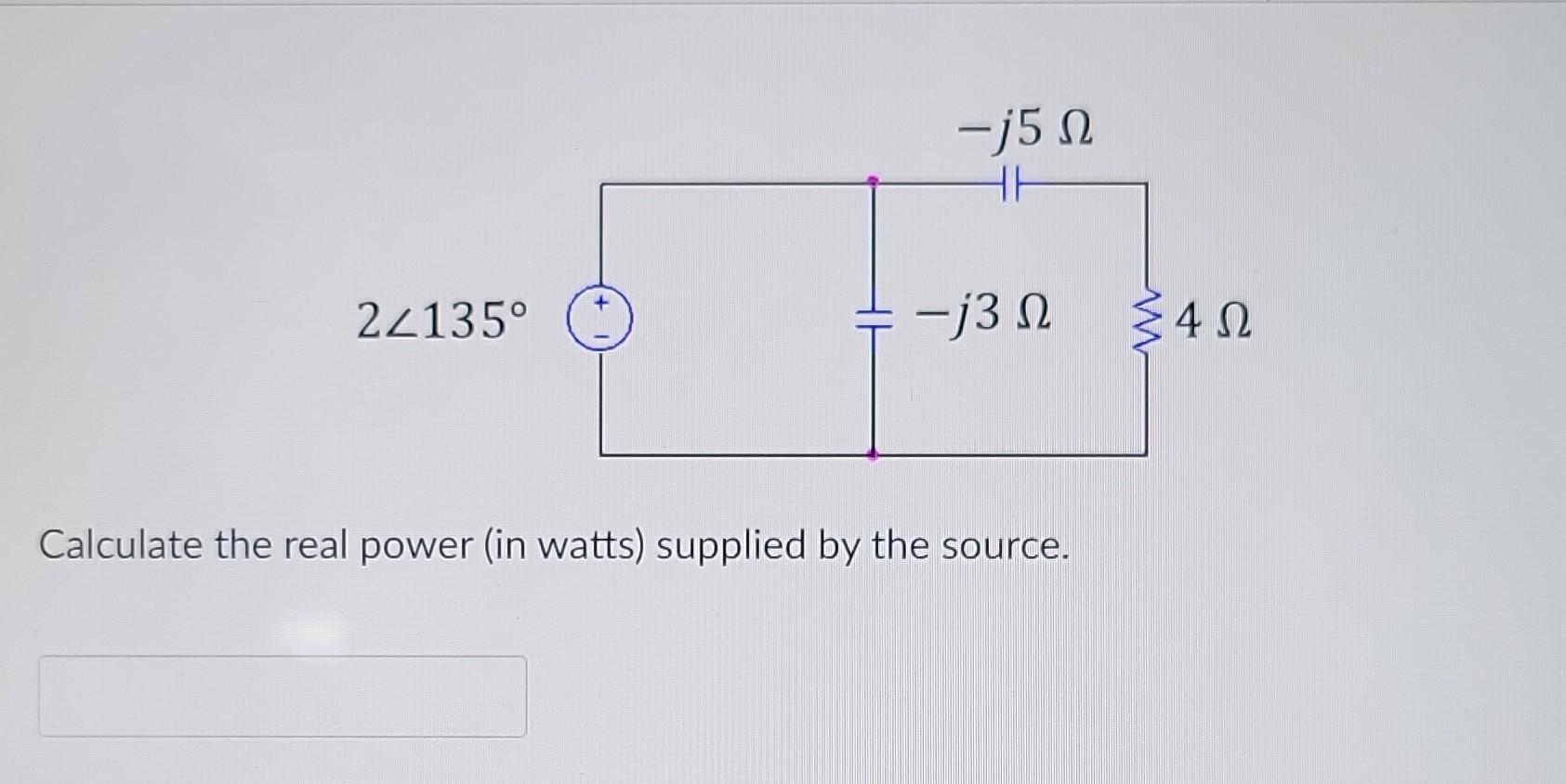 Solved Calculate the real power (in watts) supplied by the | Chegg.com