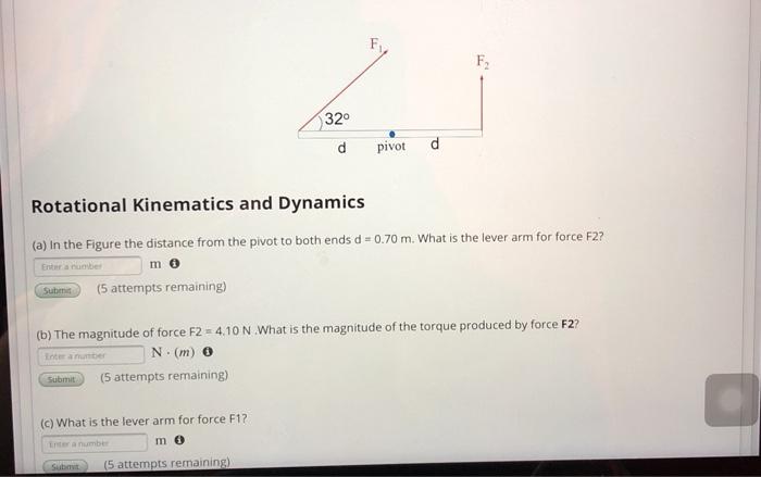 Solved F 32° d pivot Rotational Kinematics and Dynamics (a) | Chegg.com