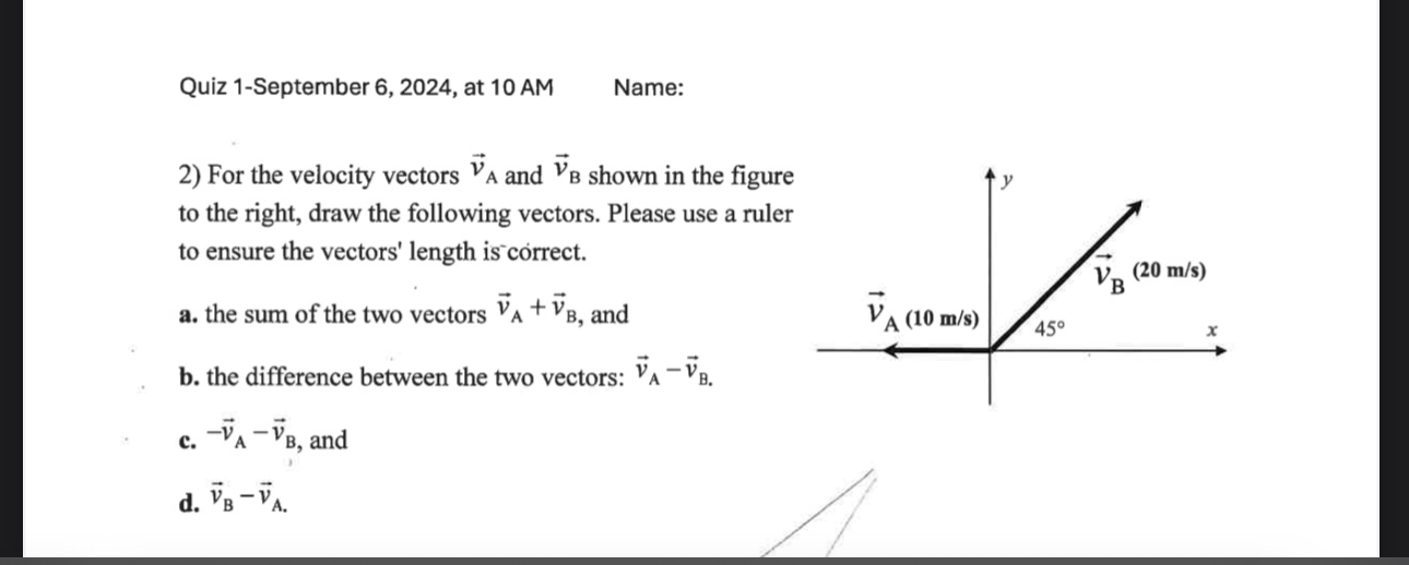 Solved For the velocity vectors vec(v)A ﻿and vec(v)B shown | Chegg.com
