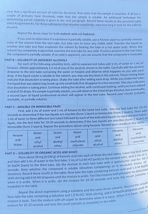 Solved PROCEDURE PART A - SOLUBILITY OF SOLID COMPOUNDS: | Chegg.com