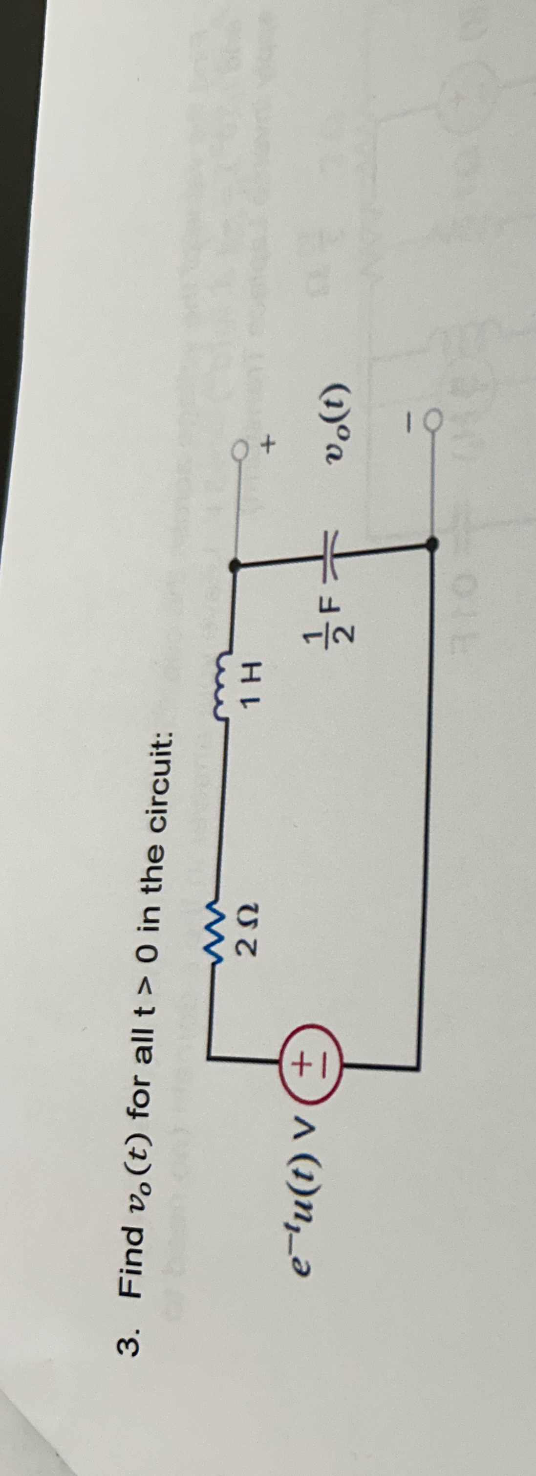Solved Find vo(t) ﻿for all t>0 ﻿in the circuit | Chegg.com
