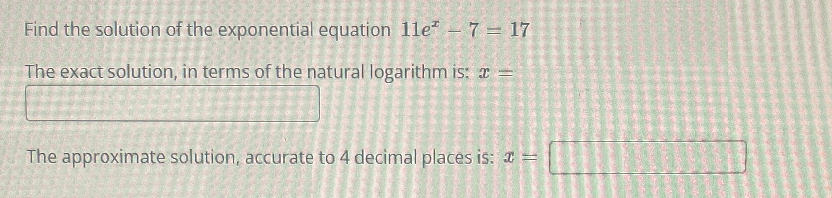 Solved Find the solution of the exponential equation | Chegg.com