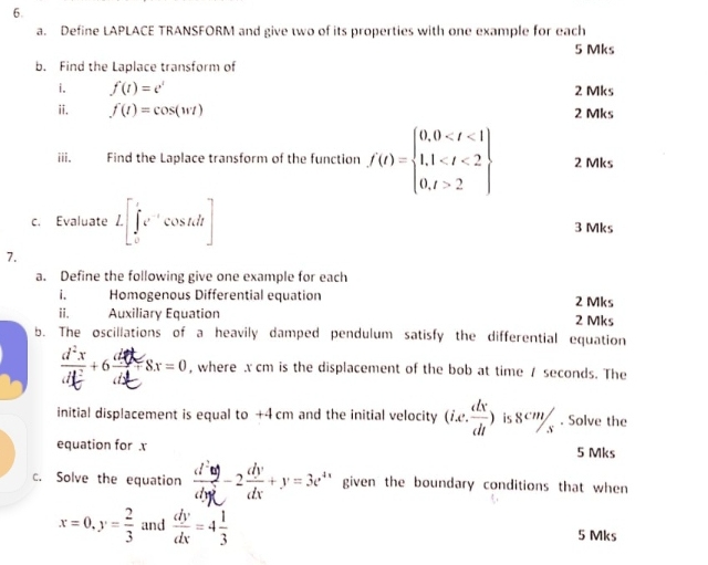 Solved a. ﻿Define LAPLACE TRANSFORM and give two of its | Chegg.com