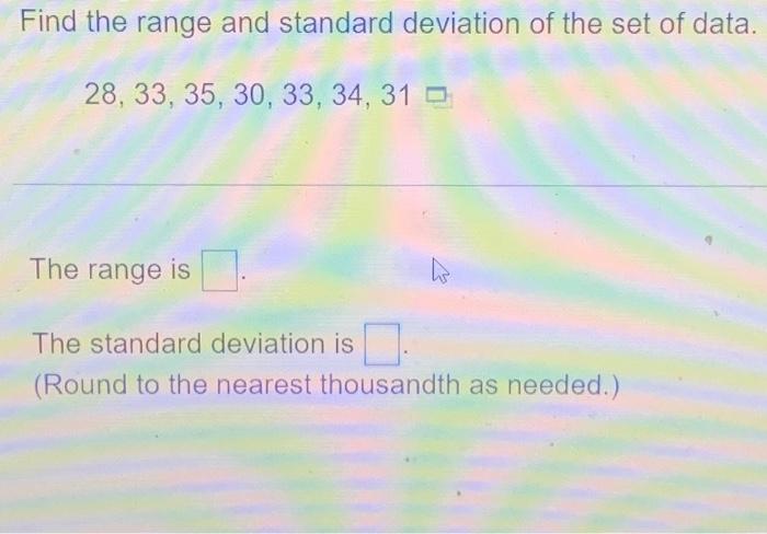 Solved Find the range and standard deviation of the set of | Chegg.com